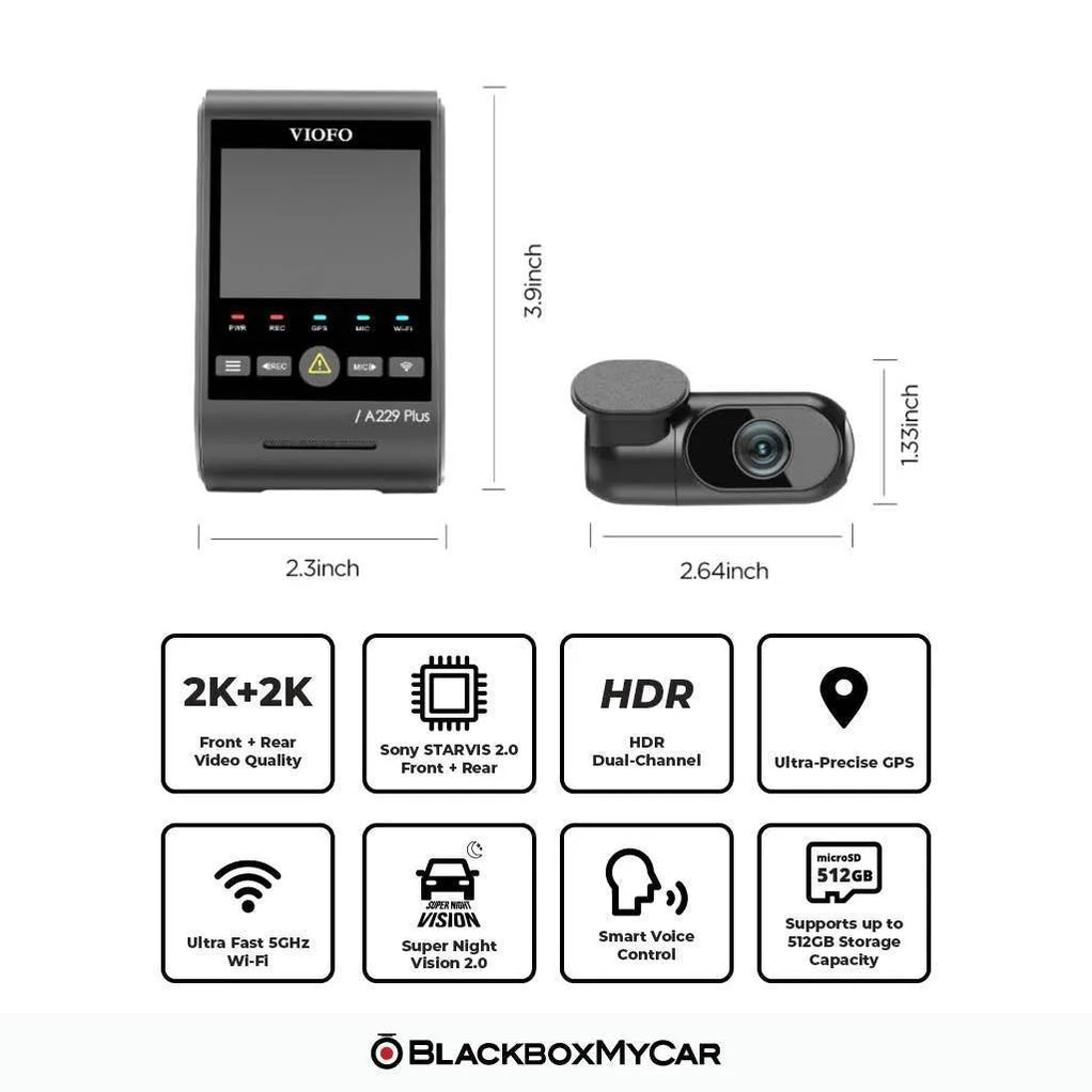 VIOFO A229 Plus Duo 2K QHD 2-Channel Dash Cam — BlackboxMyCar