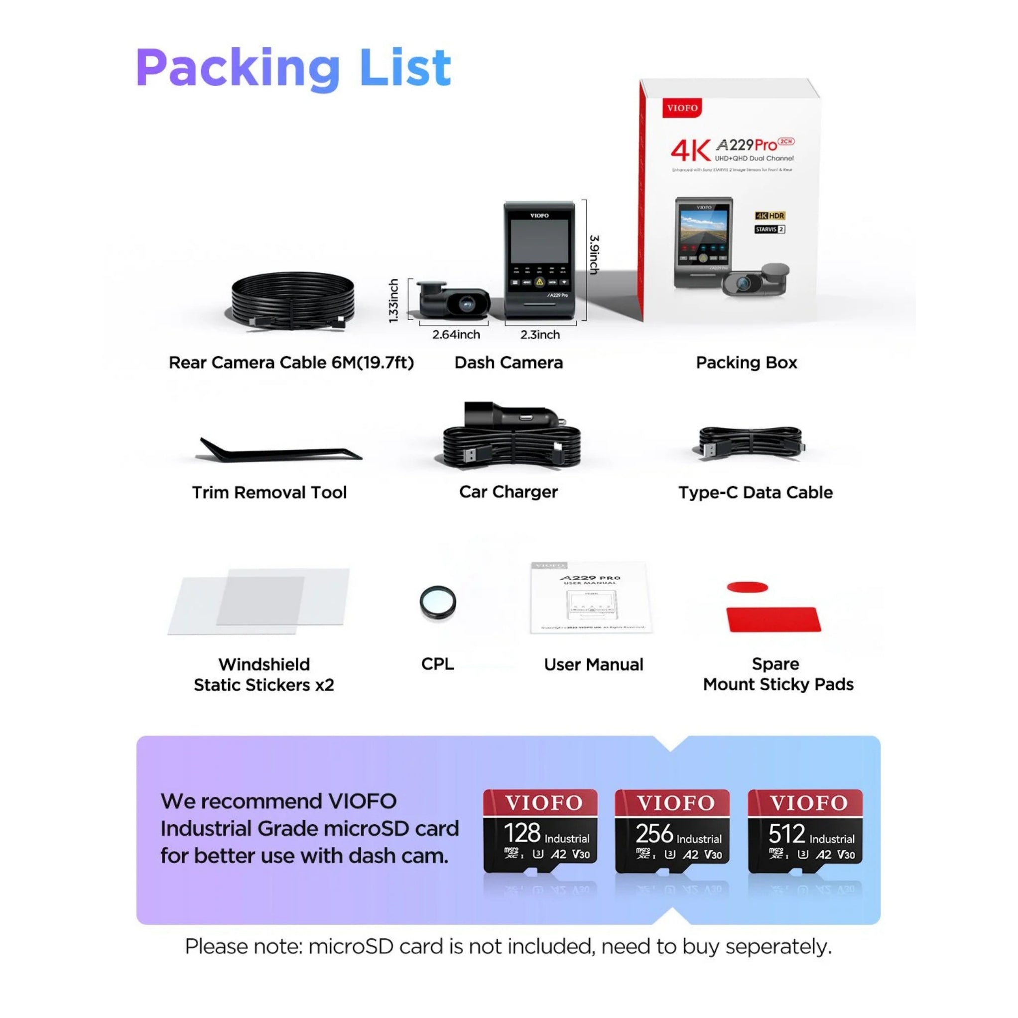 VIOFO A229 Pro 2-Channel 4K HDR Dash Cam - Front & Rear — BlackboxMyCar